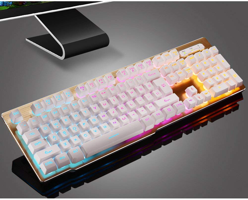 Backlit Keyboard,Wireless Fast-Charging Keyboard Suspended Keycap Illuminated Mechanical Feel Gaming Keyboard 104 Keys for Laptop Desktop PC (White)
