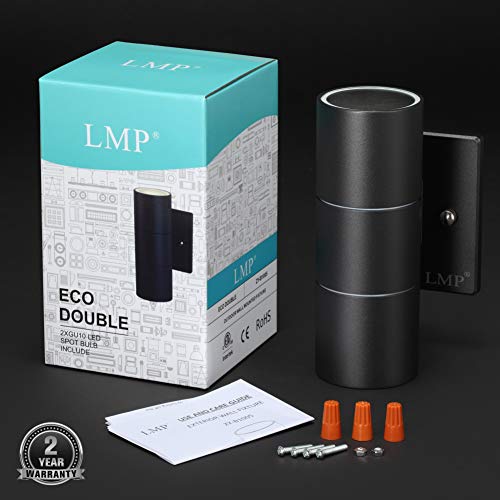 LMP Modern Outdoor Wall Light Porch Light Patio Light with Black Aluminum Finish for Decoration,Garage 2Packs Black