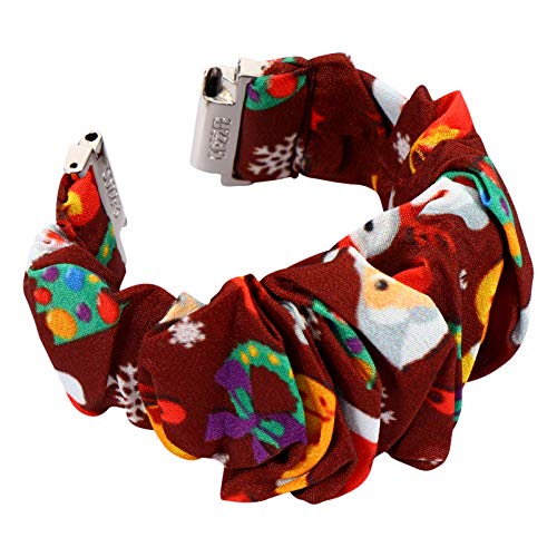 Hemobllo Reloj Inteligente Christmas Watchband Scrunchie Watch Band Wristwatch Elastic Fabric Cloth Floral Printed Strap Bracelet Compatible for Versa 2 (Brown) Womens Watches