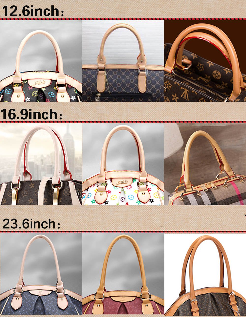2pcs Synthetic Leather Genuine Quality Replacement Interchangeable Shoulder Strap for Handbags Purse Bags- Beige