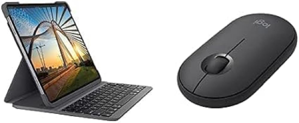 Logitech Slim Folio PRO Backlit Bluetooth Keyboard Case for iPad Pro 11-inch (1st, 2nd and 3rd gen) - Graphite + Logitech Pebble i345 Wireless Bluetooth Mouse - Graphite