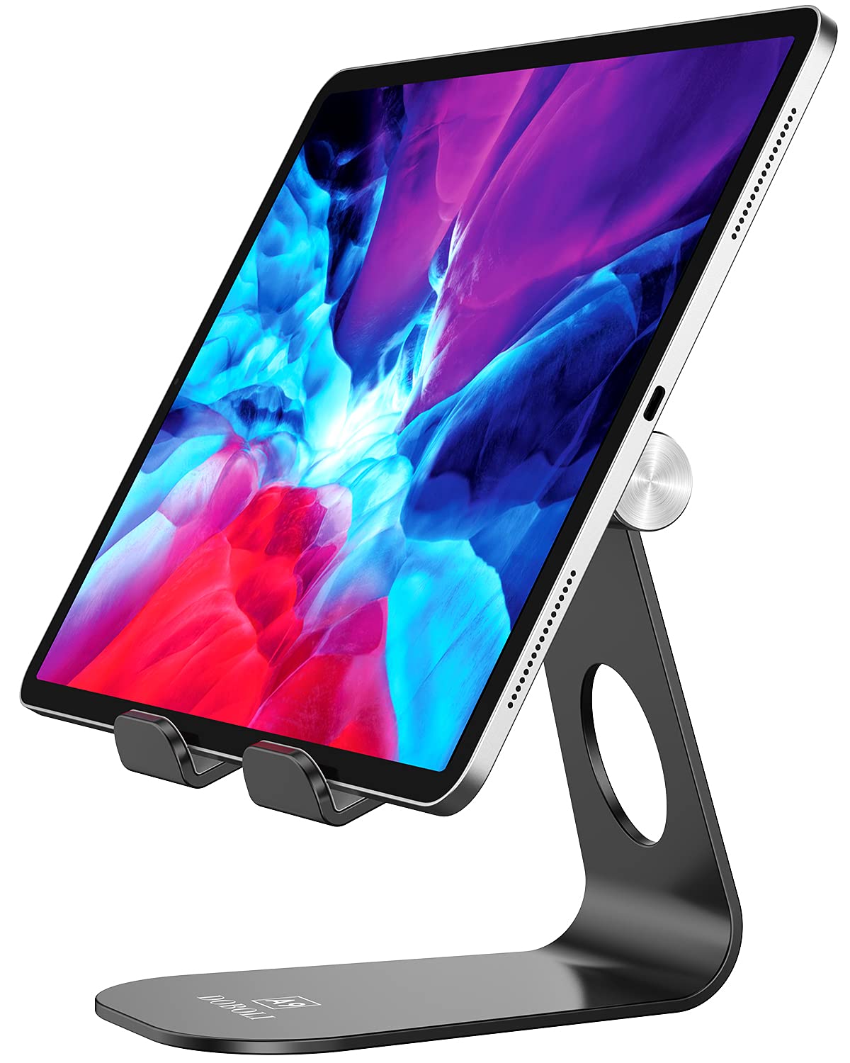 Doboli Tablet Stand Tablet Holder for Desk Adjustable Stand Foldable Tablet Holder Compatible with Ipad Galaxy Tab iPhone Kindle Black