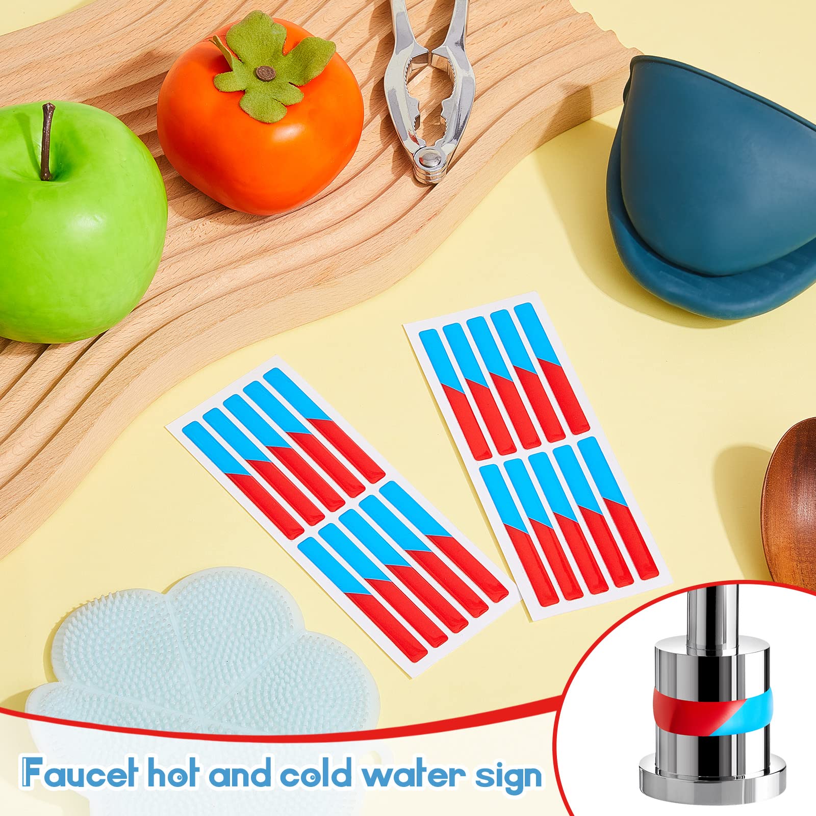 20 Pcs Hot and Cold Water Label Hot and Cold Indicator Waterproof Faucet Label Self Stick Hot Sign Cold Sign for Kitchen Bathroom Faucet Shower Escutcheon