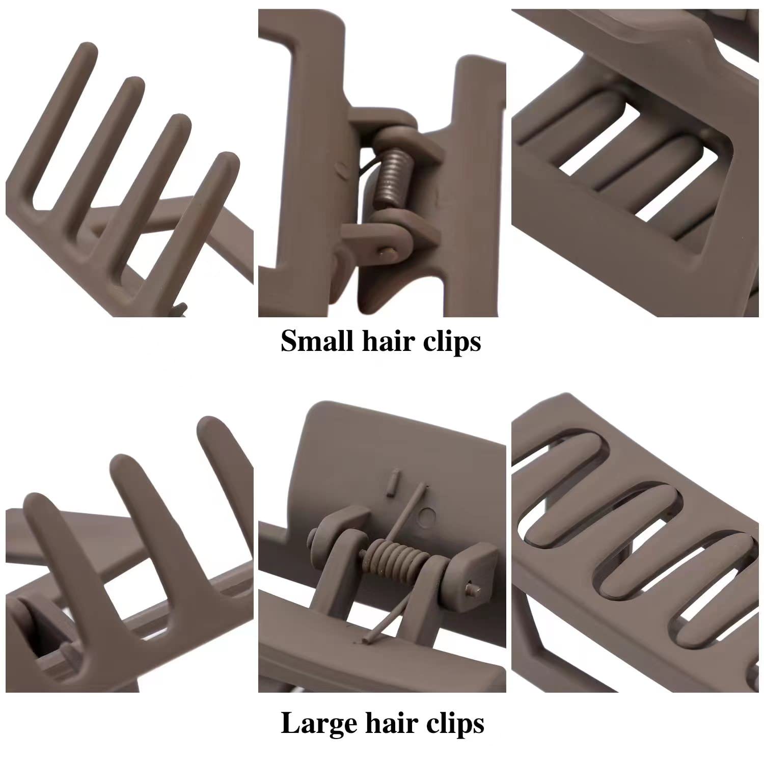 12 Pack Hair Clips,Large Rectangle For Women(4in),Medium Square Claw for Thin Hair(2in),Matte claw Thick Hair, Neutral Colors and Strong Hold Jaw clips.