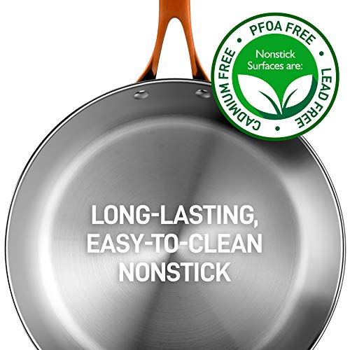 NutriChef 11 Pcs. Stylish Kitchen Set w/Modern Cookware Design Non-Stick Kitchenware Pots & Pans, Small & Medium Skillet Fry Pans w/Golden Handles, NCONYX