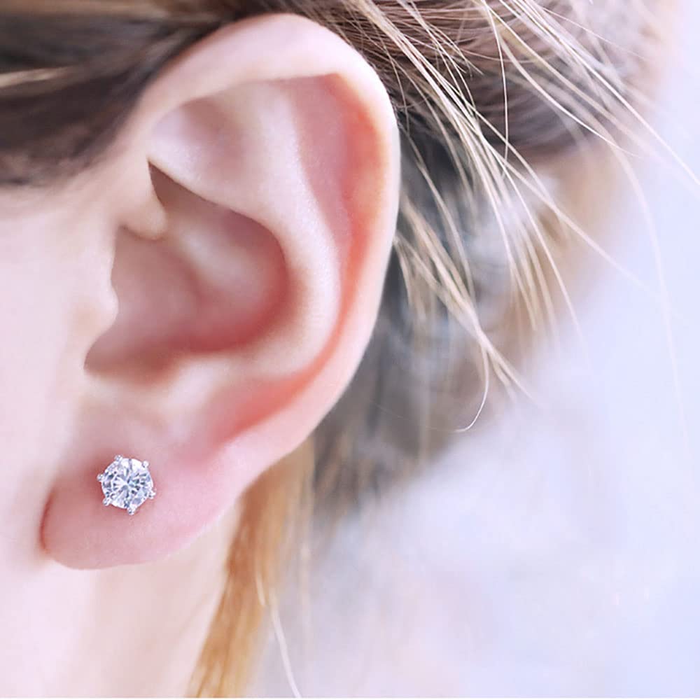 12 Pairs Stud Earrings Set,Hypoallergenic Cubic Zirconia Earrings,316L Stainless Steel CZ Stud Earrings for Women 8mm