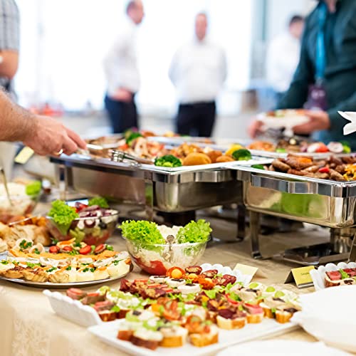 3 Packs Chafing Dishes Buffet Set, 8 Quart Buffet Servers and Warmers, Chaffing Servers Stainless Steel with 2 Half Size Food Pans, Rectangular Food Warmers for Parties Buffets
