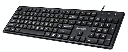 Perixx PERIBOARD-117 Wired USB Keyboard with Standard US Layout and Chiclet Big Print Keys, Black