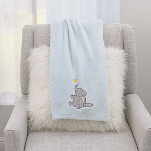 Disney Dumbo - Shine Bright Little Star Aqua, Grey and Yellow Super Soft Baby Blanket with Applique
