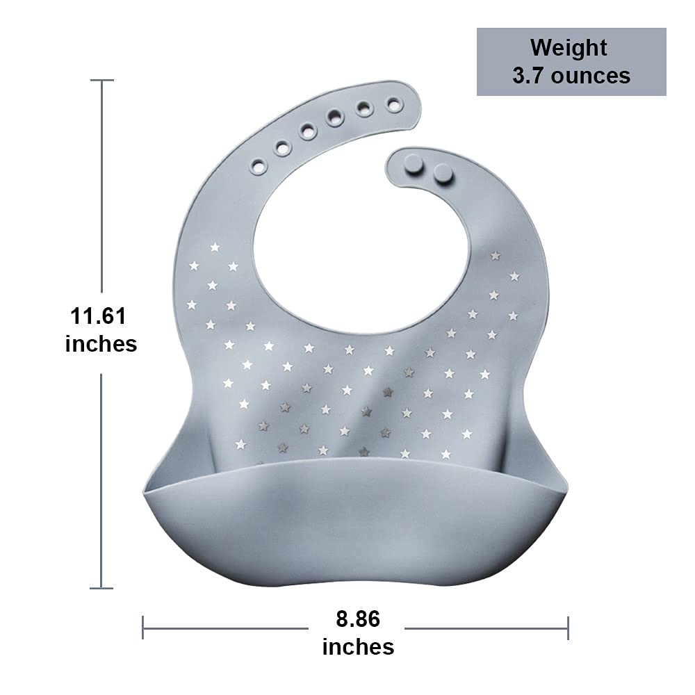 Ovelzurea Silicone Baby Bibs for Babies & Toddlers,Food Grade Silicone Bibs for Girls and Boys, BPA-free Waterproof Bib, Easy to Wipe,Adjustable, 2PCS