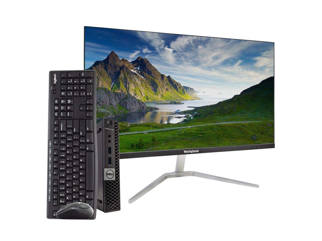 Dell OptiPlex 7040 Ultra Small Business PC Desktop Computer, Intel Quad Core i5, 8GB RAM, 500GB HDD, Windows 10 Pro, 23.6 FHD LED Monitor, 16GB Flash Drive, Wireless Keyboard & Mouse, WiFi (Renewed)