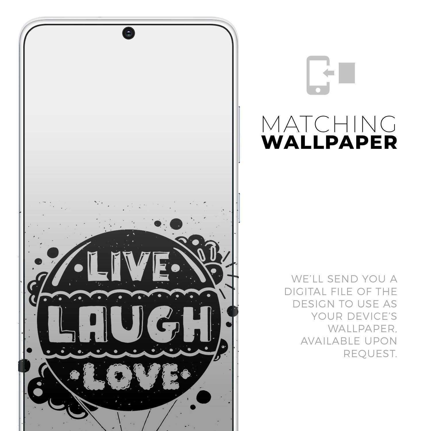 DesignSkinz Live Laugh Love Protective Vinyl Decal Wrap Skin Cover Compatible with The Samsung Galaxy S20 (Screen Trim & Back Glass Skin)