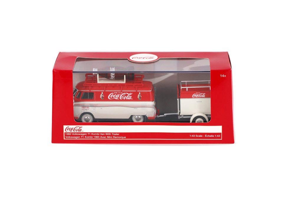 1960 Volkswagen T1 Kombi Van with Trailer, Coca-Cola - Motorcity Classics 443060 - 1/43 Scale Diecast Model Toy Car