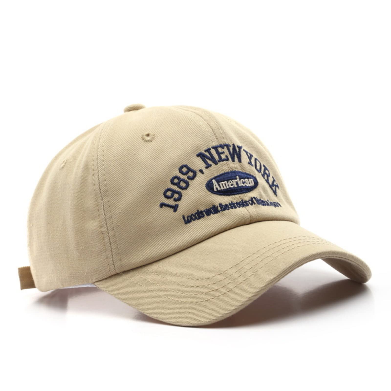 1989 New York Embroidery Baseball Cap for Men Women Adjustable Distressed Vintage Washed Dad Hat Beige