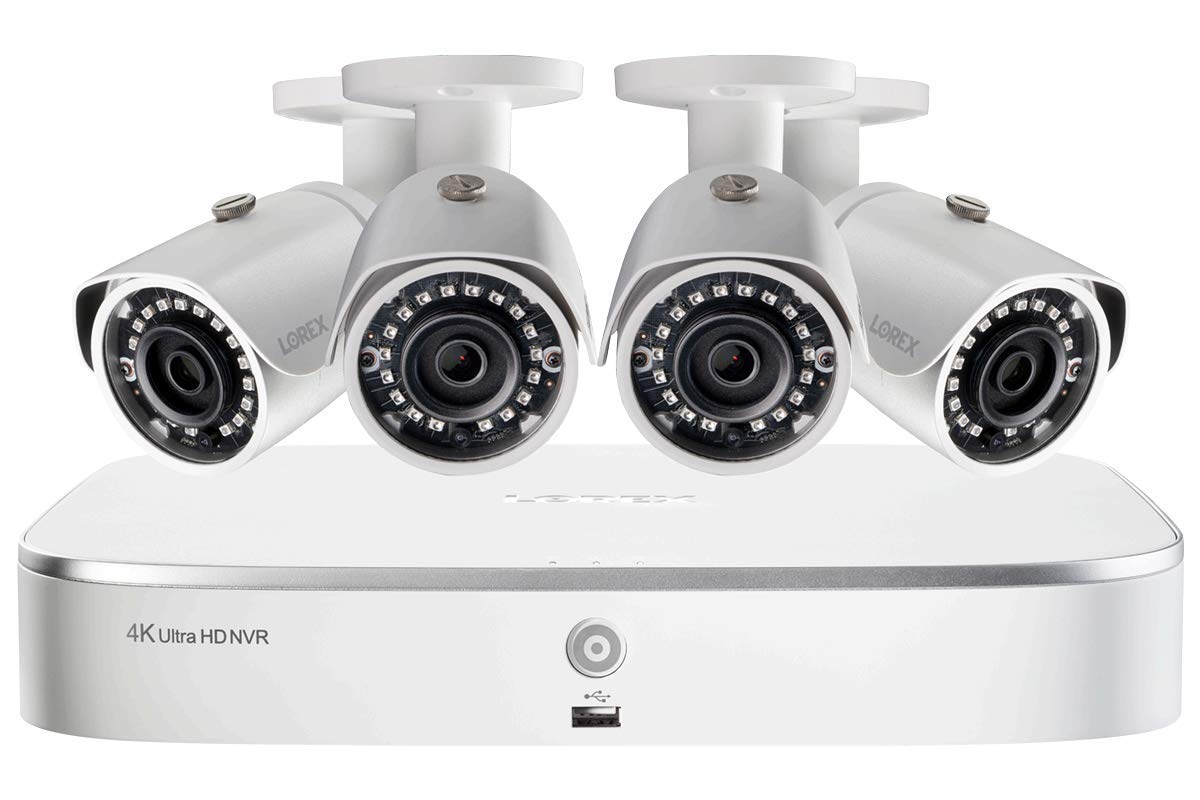 4K Ultra HD 8-Channel Security System with 2 TB NVR and 4 Super HD 5.0-Megapixel Bullet Security Cameras with Color Night Vision and Smart Home Voice Control
