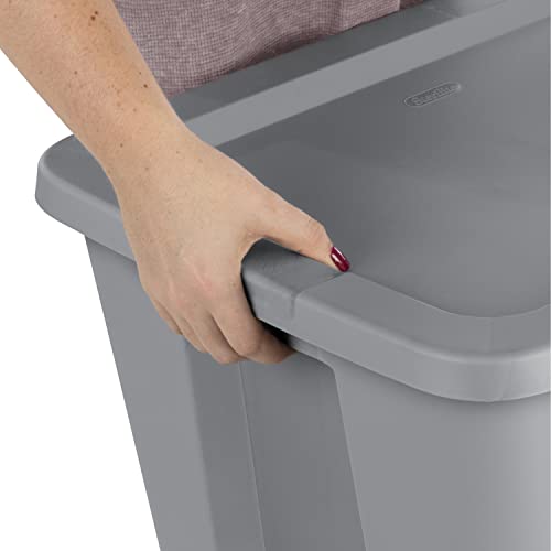 18 Gallon Tote Box Plastic, Gray, Set of 8