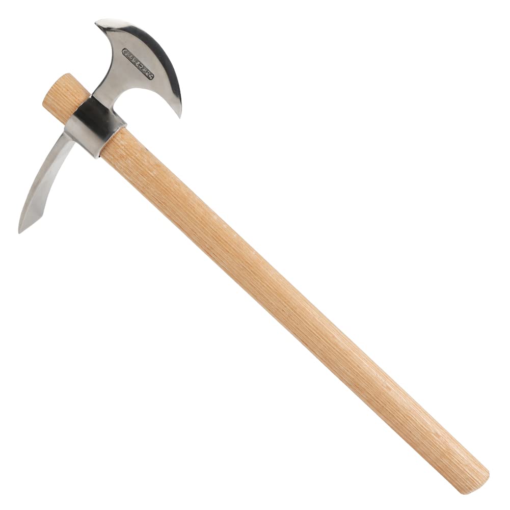 2 in1 Garden Pickaxe Weeding Mattock Gardening Tool 16inch Hatchet Chopping Axe Stainless Steel Blade Cutter for Outdoor Camping Wood Splitting Digging Planting Farming Landscaping Loosening Soil