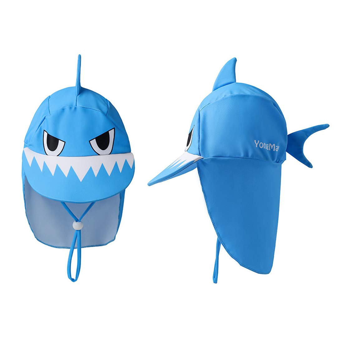 Baby Toddler Boys Two Pieces Swimsuit Set Shark Bathing Suit Rash Guards Swimwear with Hat UPF 50+ (3D Blue Shark, 18-24Months)