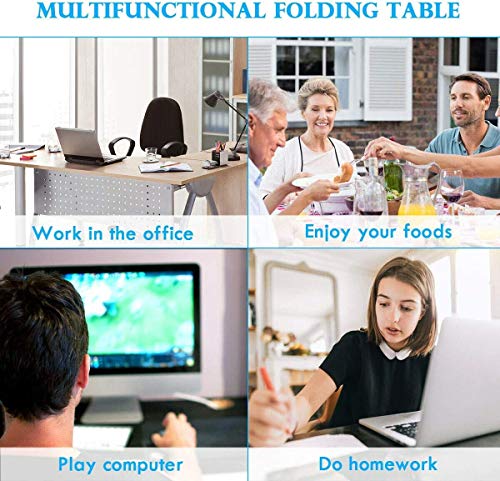 LUARANE Foldable Computer Desk, No Assembly Folding Desk, Study Laptop Writing Desk, Compact Reading Table for Small Space Bedroom Home Office (White)