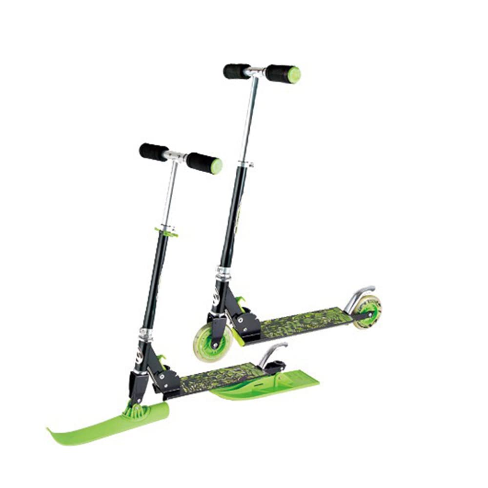 2 in1 Snow Sled Ski Scooter for Kids Compact Winter Snow Kick Ski Scooter