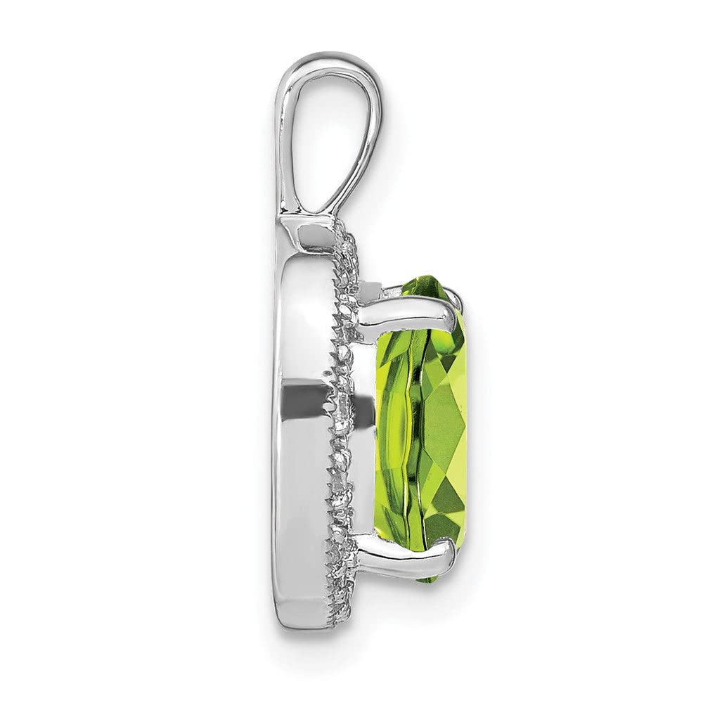 14k White Gold Cushion Peridot and Diamond Pendant GLD-AZ-PM7044-PE-016-WA