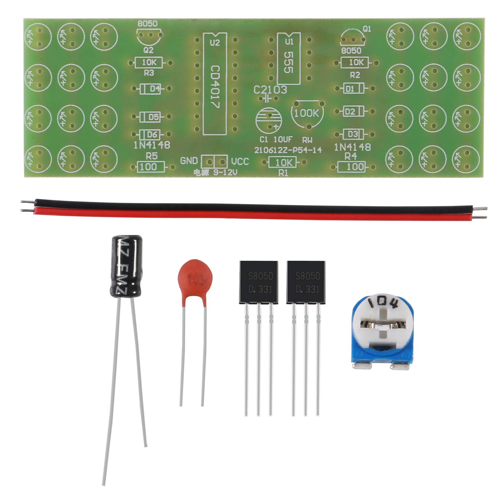 DORHEA 3 Set LED Flashing Lights Practice Board - NE555 CD4017 IC Kits - Red Blue Dual-Color DIY Kit - Strobe Electronic Suit Flashing Lights Components