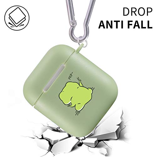 MAYCARI Cute Frog Case for AirPods 2&1 with Keychain,(Green) Animals Design Protective Soft TPU Cover Compatible with Apple AirPods Charging Case for Girls&Boys