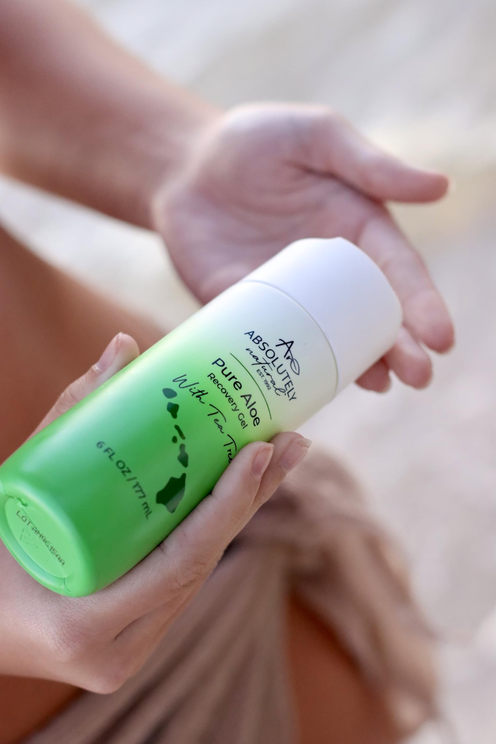 Absolutely Natural - 100% Pure Aloe Vera Cooling Gel - Lotion for Sunburn Relief & Rashes - Premium Sun Care with Vitamin E, Eucalyptus - 6 oz