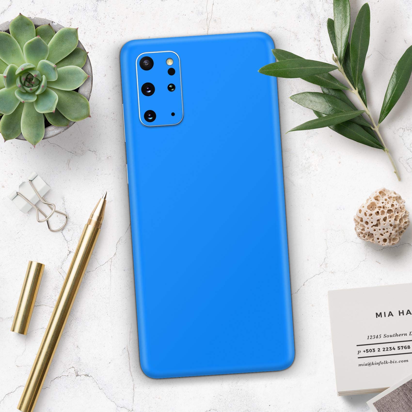 DesignSkinz Solid Blue Protective Vinyl Decal Wrap Skin Cover Compatible with The Samsung Galaxy S20 (Screen Trim & Back Glass Skin)