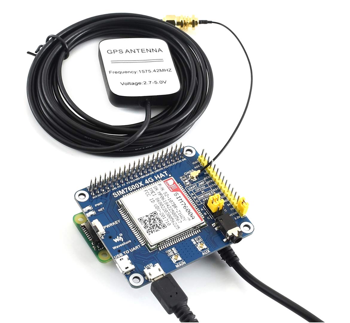 SIM7600A-H 4G/3G/GNSS HAT for Raspberry Pi 4B/3B+/3B/2B/B+/A+/Zero/Zero W/WH and Jetson Nano, 4G Communication and GNSS Positioning Module LTE-FDD B2/B4/B12 Brand Support LTE CAT4 up to 150Mbps