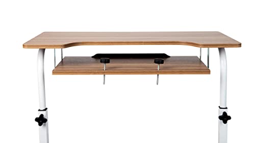 Mind Reader Adjustable Rolling Lapdesk Couch End, Side Table, Over Bed Desk, Medium, Brown