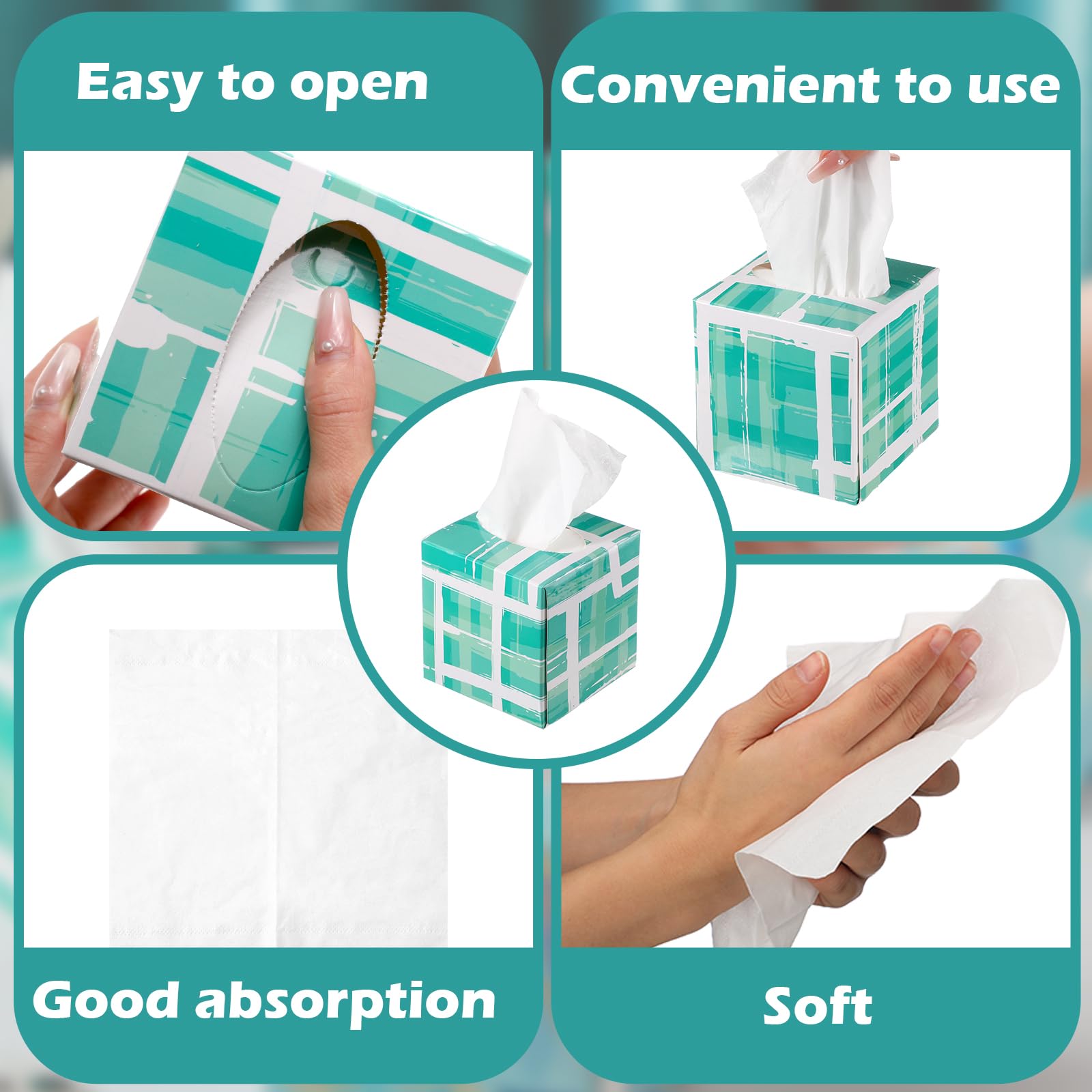 12 Pieces Facial Tissues Cube Boxes 2 Ply Soft Tissue Boxes Travel Tissue Bulk Toilet Tissues Car Tissues Travel Tissue Packs Facial Box Tissues Pack Upright Face Tissue Box (Geometric)
