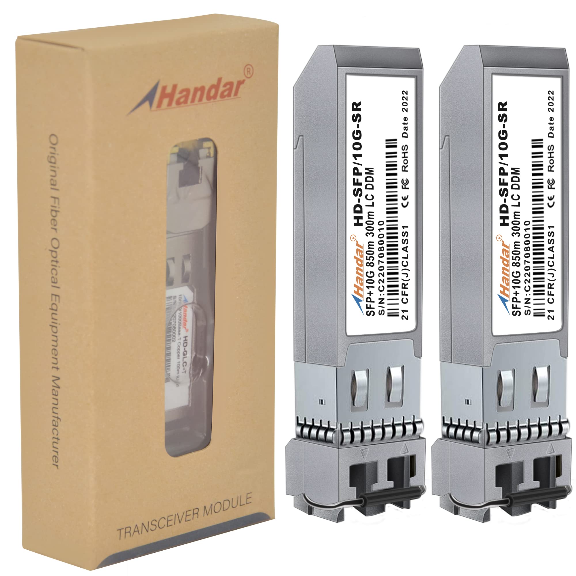 10GBase-SR SFP+ Transceiver,Handar 10GB 850nm MMF, Compatible with Cisco Ubiquiti UniFi UF-MM-10G and Other Open switches, 300 Meters, LC