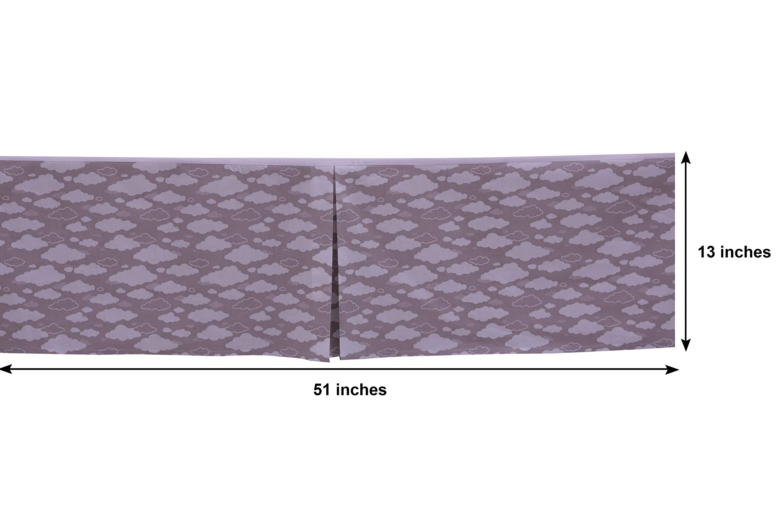 Bacati Clouds in The City Grey Clouds Crib/Toddler Bed Skirt Dust Ruffle, White/Grey
