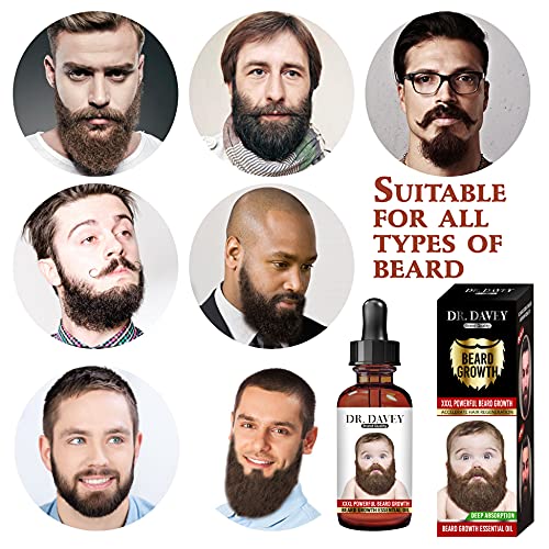 DR.DAVEY Beard Growth Oil for Men Castor Oil Beard Growth Serum Mustache Oil Facial Hair Oil Growth Thicker Fuller