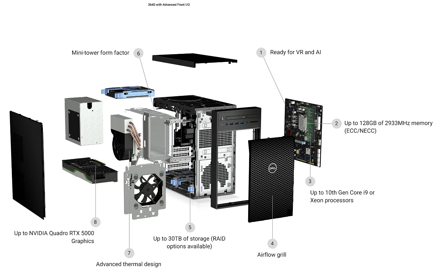 Dell Precision 3640 Workstation - Core i3-10100 CPU (4 Core) - 8GB DDR4 RAM - 500GB HDD - Tower - Windows 10 Pro - Warranty