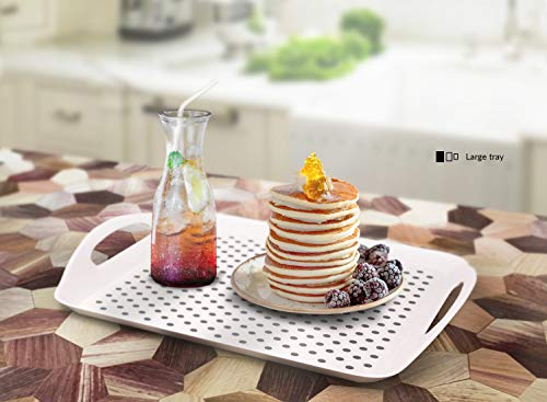 Bravi Kitchen 3PC Anti-Slip Food Serving Tray with Handles 17.9" + 15.7" + 13" Dinner Trays for Lap + Small Drink Tray | Breakfast Tray | Bed Tray | Food Tray | Lap Trays for Eating | Serving Trays