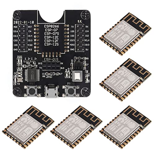 DORHEA ESP8266 Code Burner Firmware Downloader Flash Download Tool Test Board + 5PCS ESP-12F ESP12F WiFi Module Compatible with Wireless Transmission Serial Transceiver Receiver