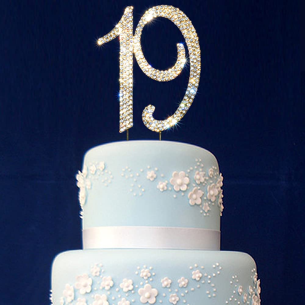 19 cake topper Premium Bling Rhinestone Diamond Gems for Birthday or Anniversary Party Decoration Ideas