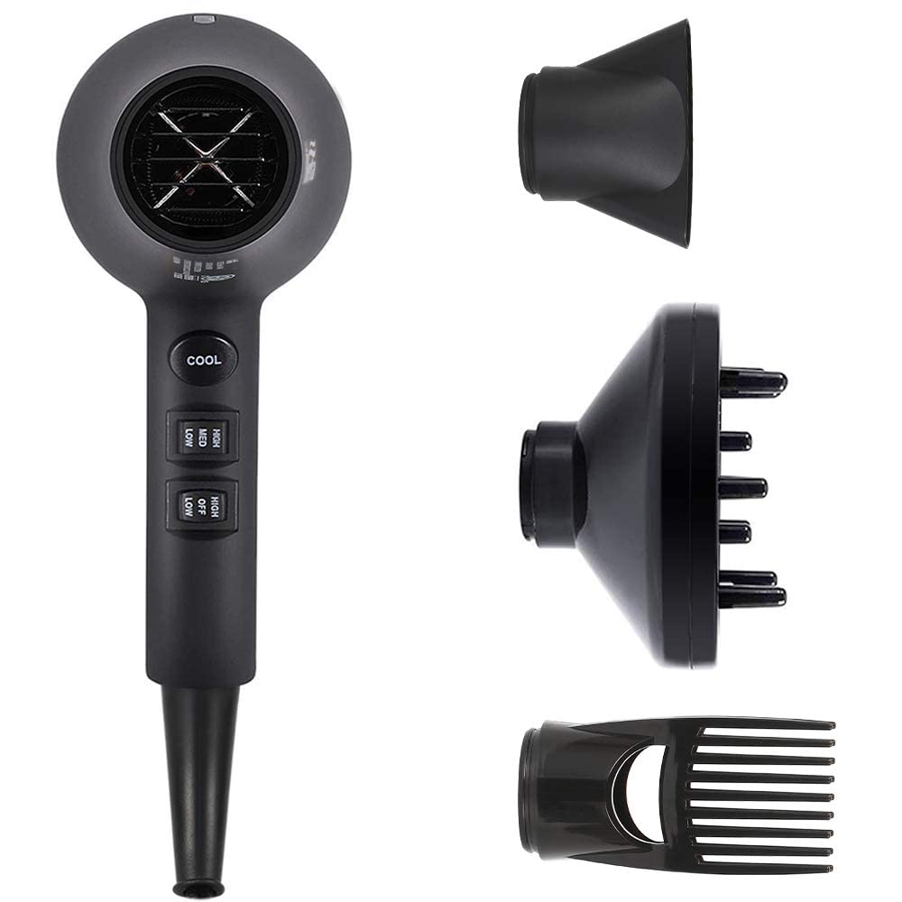 1875W Ionic Hair Dryer with Diffuser, Professional Powerful Fast Dry Blow Dryer with Concentrator Attachments, Adjustable 3 Heat & 2 Speed