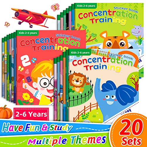 20 Sets Sticker Books for Kids 2-4, Sticker Books for Toddlers 1-3, Activity Books for Kids Ages 3-5, Birthday Gifts Fun Sticker Book for Girls Boys Ages 2-6（Over 1200 Cute Stickers）
