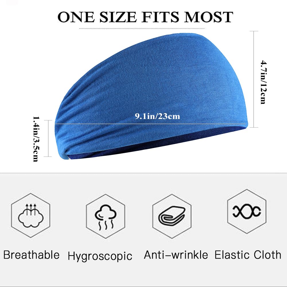 12 Pack Sports Headbands for Men, OFFTESTY Lightweight Mens Hairband Stretchy Moisture Wicking Workout Sweatbands