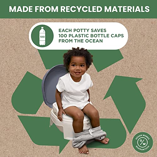 Delta Children PerfectSize Potty - Made with Eco-Friendly Recycled Ocean Material, White/Grey