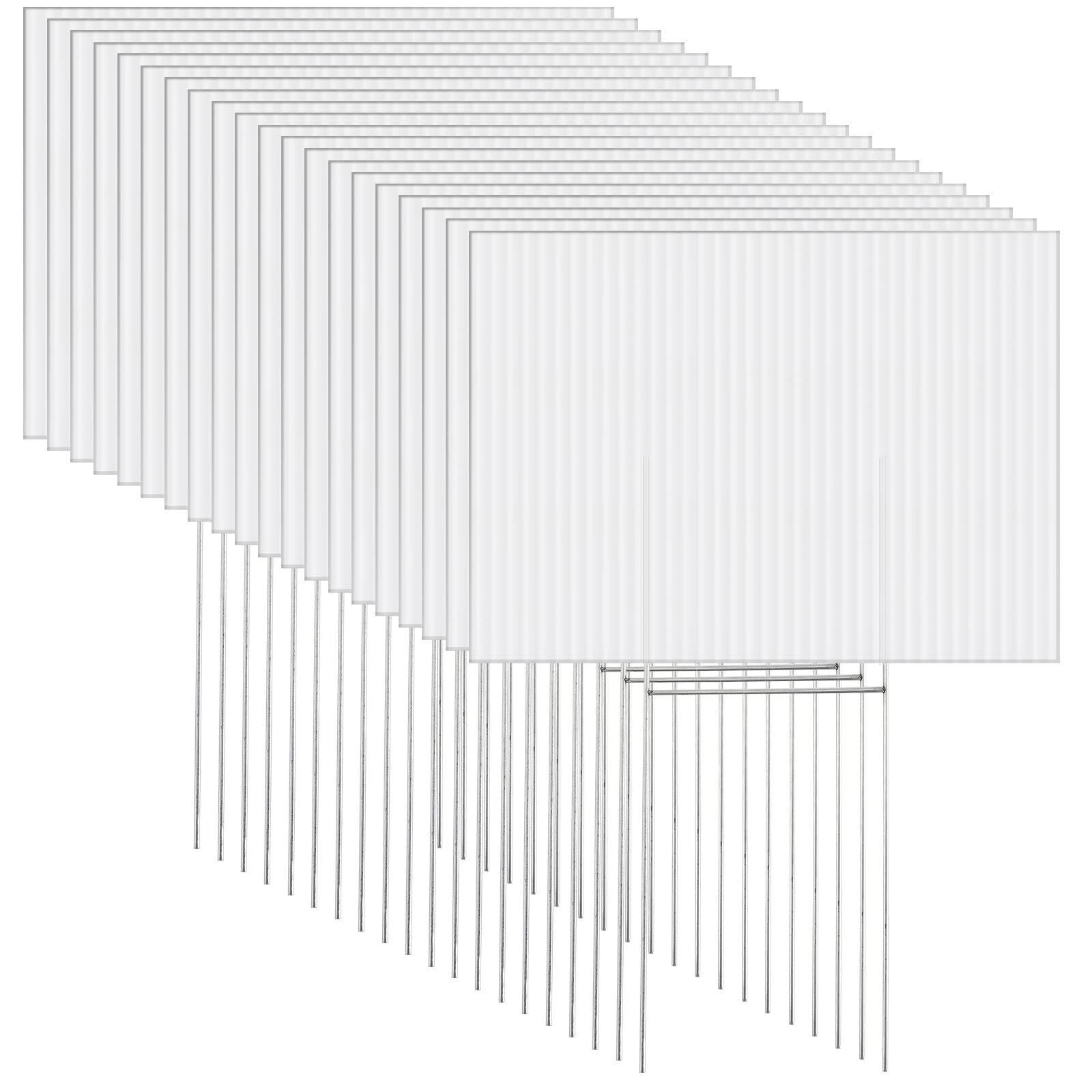 20 Pack Blank Yard Signs with Stakes Bulk Plastic Lawn Signs Double Sized for Outdoor Garage Sale Real Estate Open House Rent Guidepost, Christmas Birthday Party Decorations(White, 16 x 12 Inch)