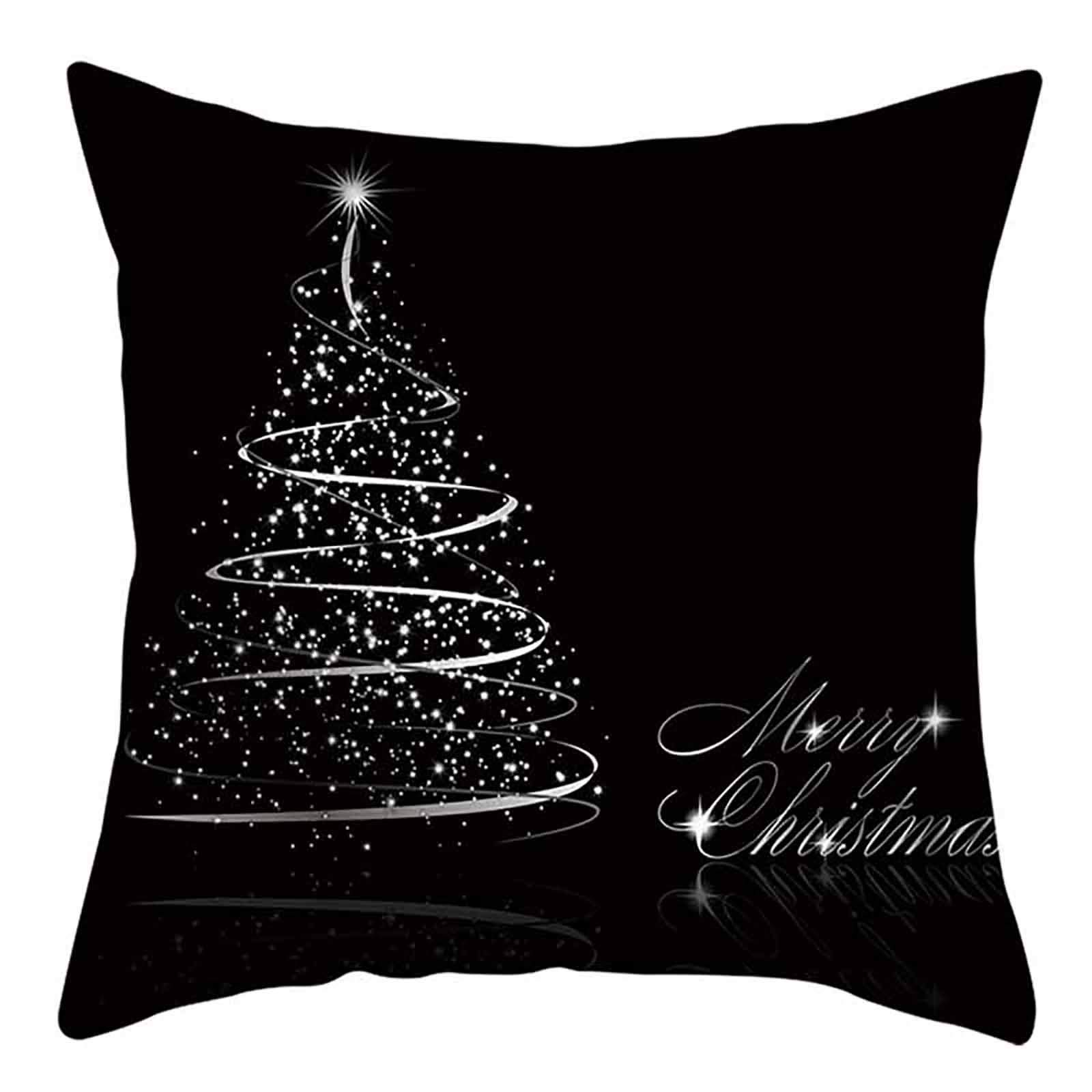 Akabsh Peach Skin Pillowcase Cushion Cover,Throw Pillow Cover for Bed Sofa Chair Cushion Cases, Christmas Tree Happy Holiday Blessing Gift Throw Pillow Cover Cushion Case 17.8" x 18"