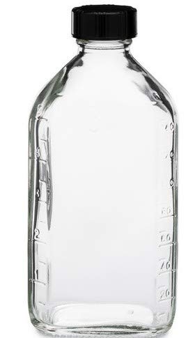 6 Ounce Clear Glass Graduated Oval RX Medicine Bottles wWith CapsCaps-6 Pack-Pharmaceutical Grade Product