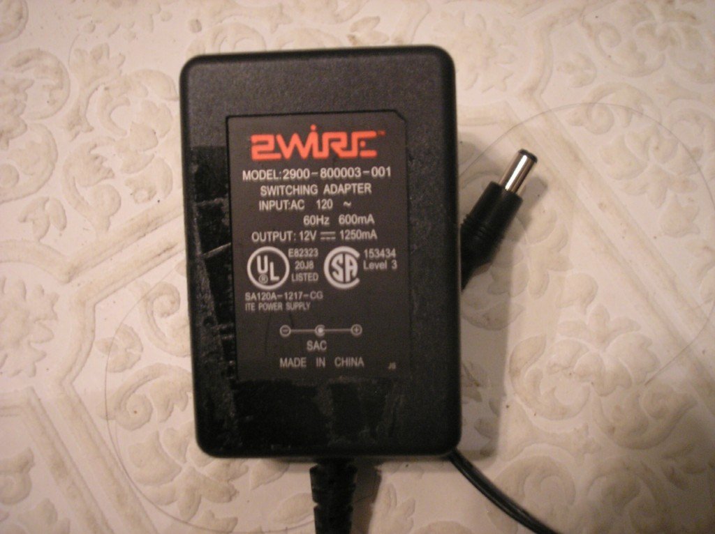 2WIRE Power Supply Adapter for Modem Output: 12V, 2900-800003-001