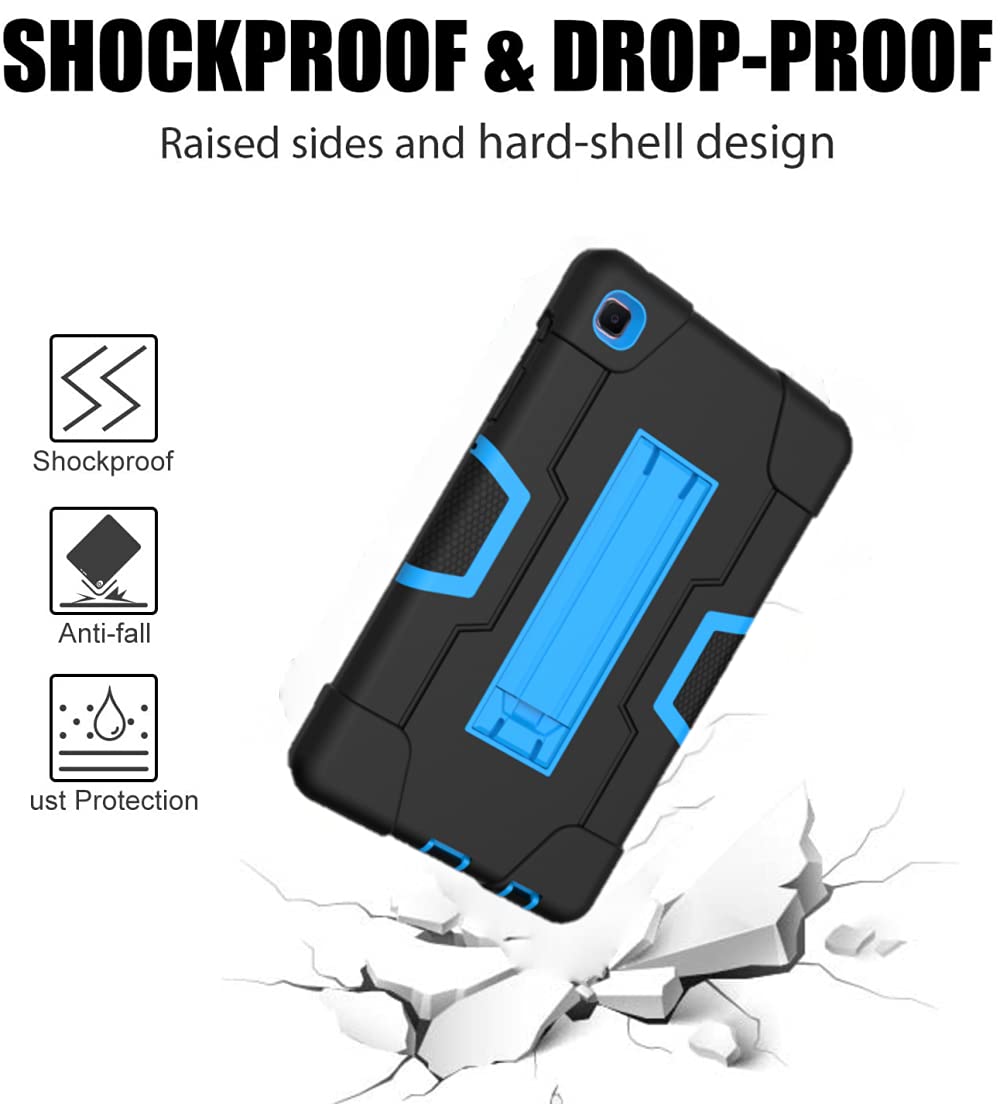 Bingcok Case for Galaxy Tab A7 Lite 8.7 Case, Heavy Duty Rugged Full-Body Hybrid Shockproof Drop Protection Cover Samsung 2021 Model SM-T220 / SM- T225 (1-Black+Blue)