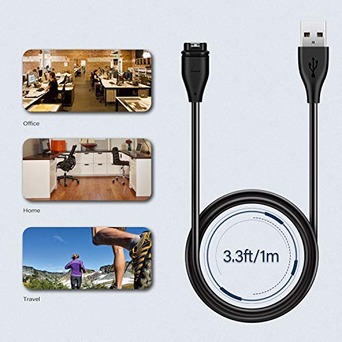 Mellbree 2-Pack Charging Cable Compatible for Garmin Watch, 3-Feet USB Charger Cable Data Transfer for Garmin Fenix 5 5 Plus 5X 5X Plus 5S 5S Plus 6 6X 6 Forerunner 935 Vivoactive 3 etc Charging Cord