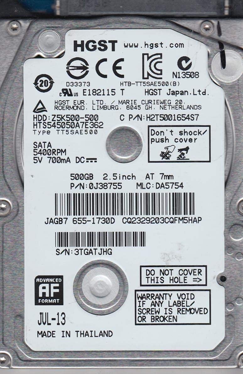 HTS545050A7E362, PN 0J38755, MLC DA5754, Hitachi 500GB SATA 2.5 Hard Drive (Renewed)
